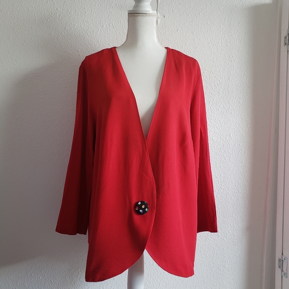 A.S Elliot | Jackets & Coats | Vintage Women Red One Button Blazer ...